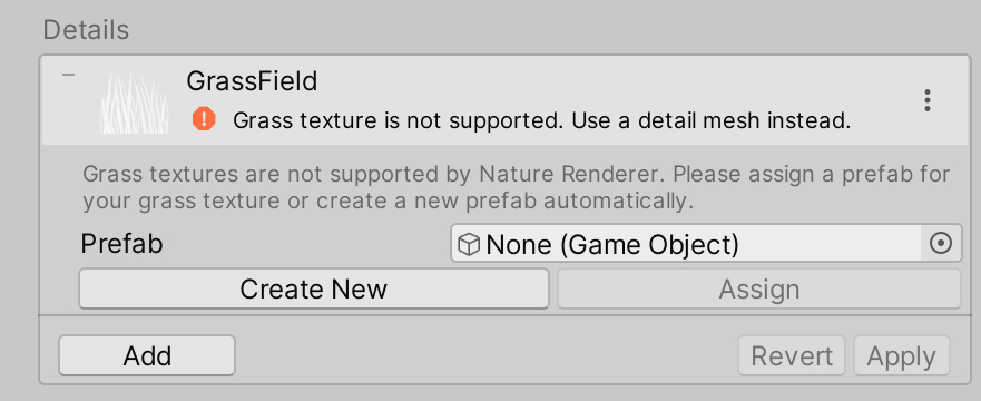 Error message for grass textures