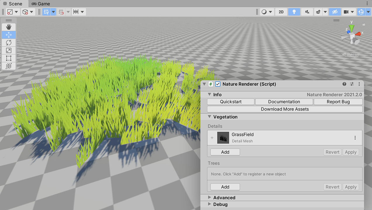 Grass texture after being converted to a prefab