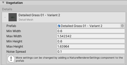 Basic settings for detail objects